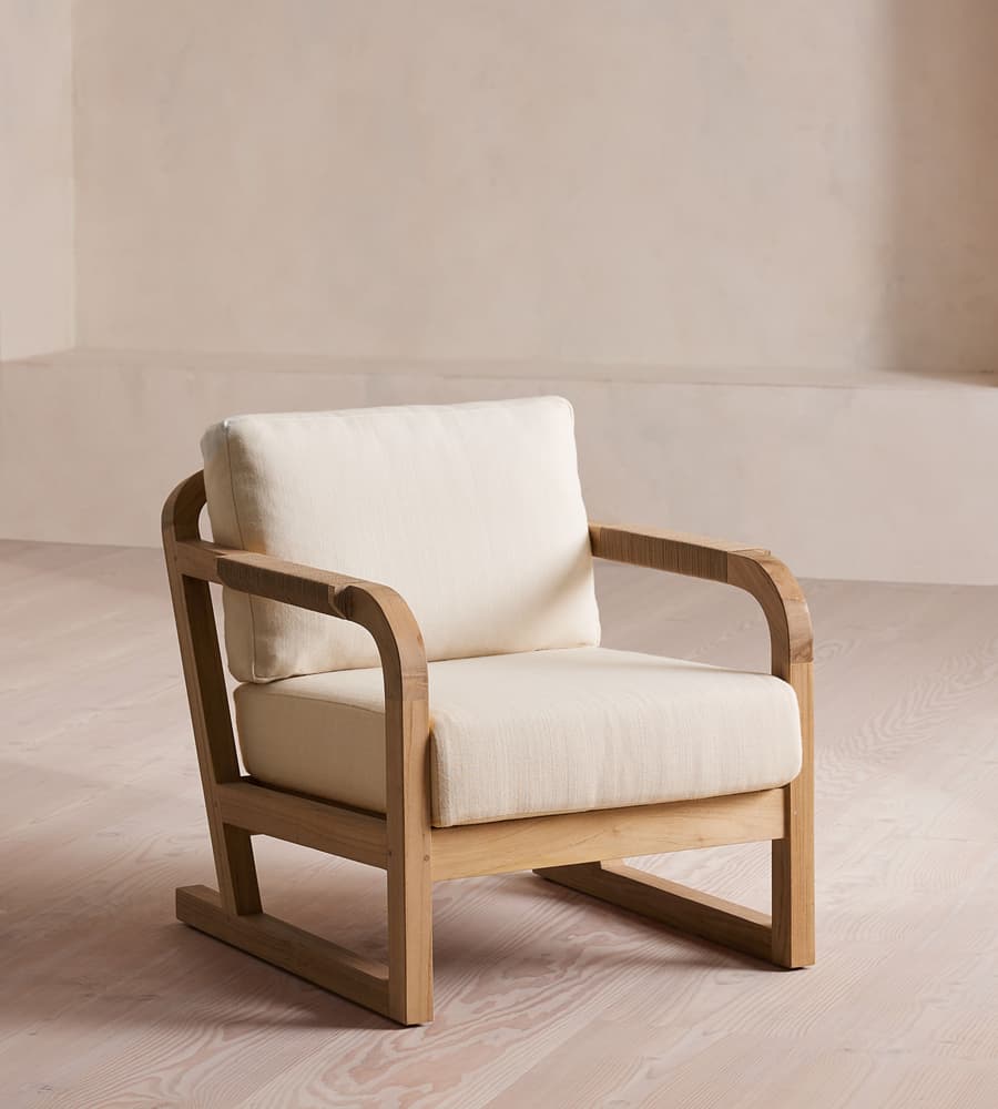 Farmhouse Outdoor Armchair, Textured Weave, Natural