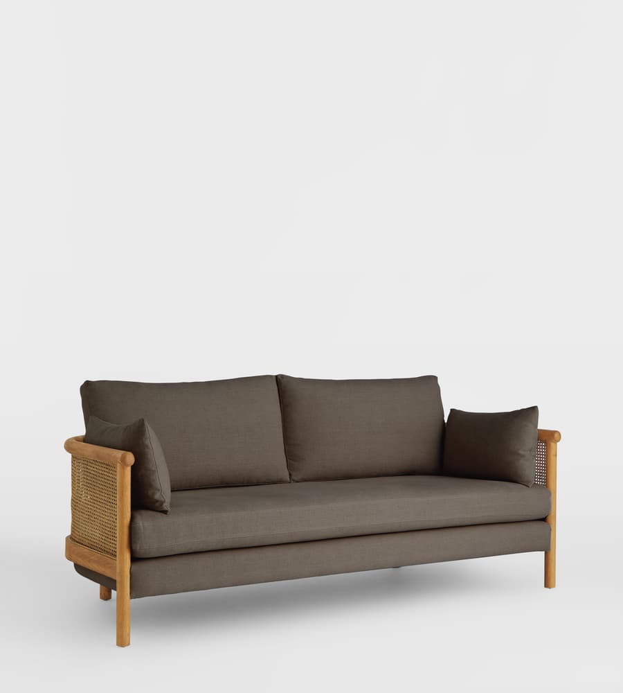 Sydney Cane Sofa, Washed Linen Charcoal
