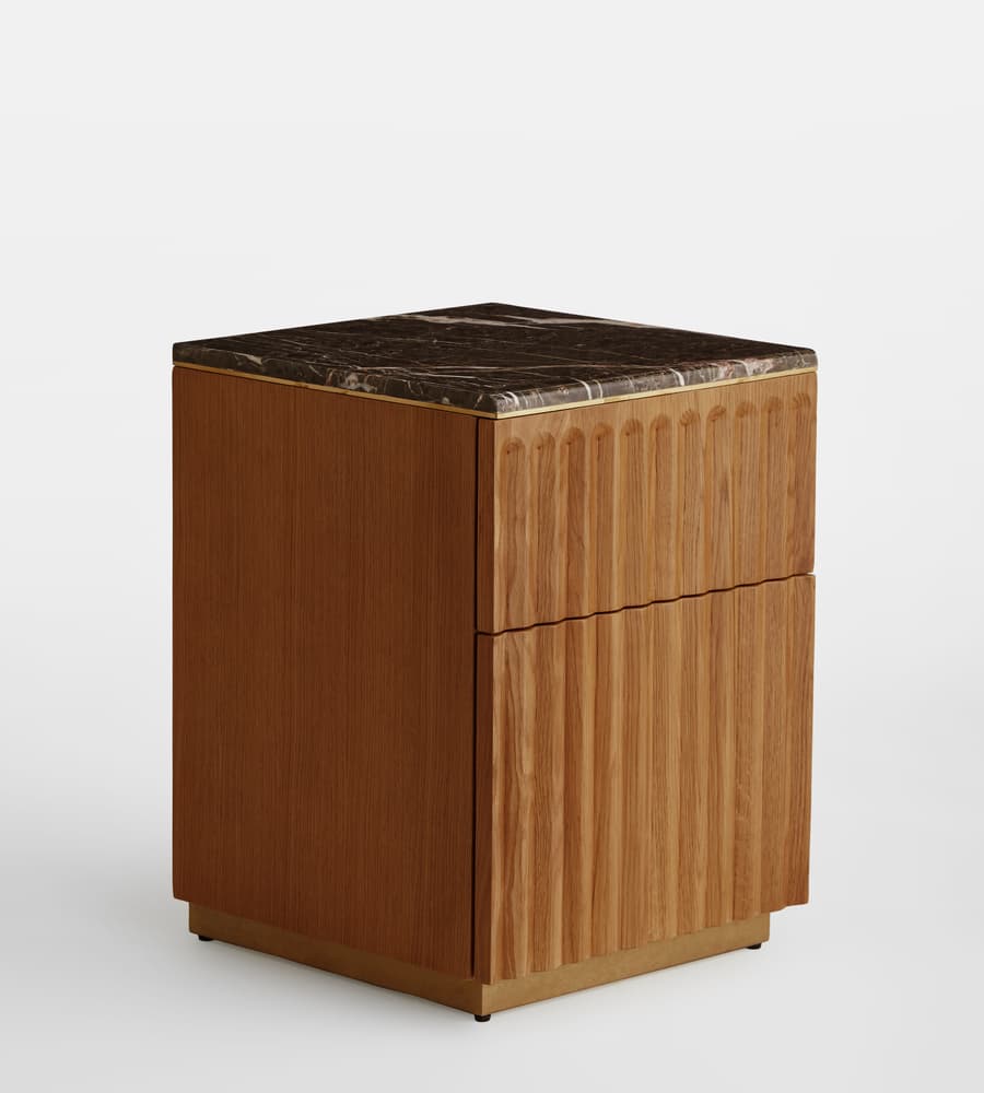 Arches Bedside Table, Griseo Rosa Marble