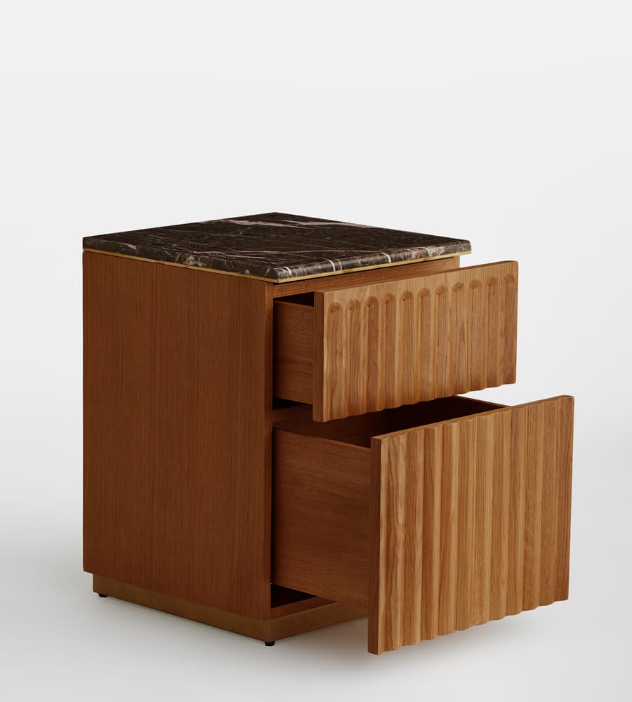 Arches Bedside Table, Griseo Rosa Marble
