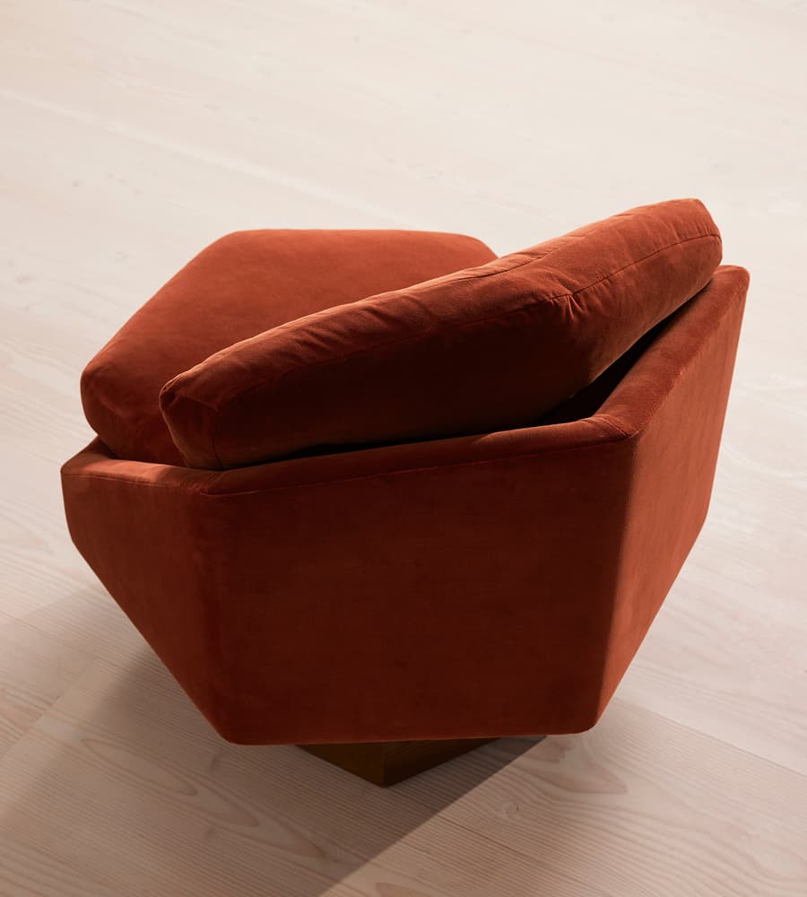 Mila Armchair, Rust, Velvet, US