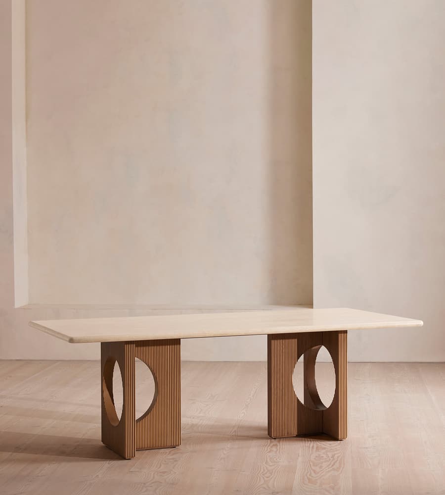 Elliot Dining Table, Travertine
