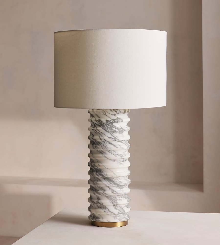 Casper Table Lamp, Arabescato Corchia