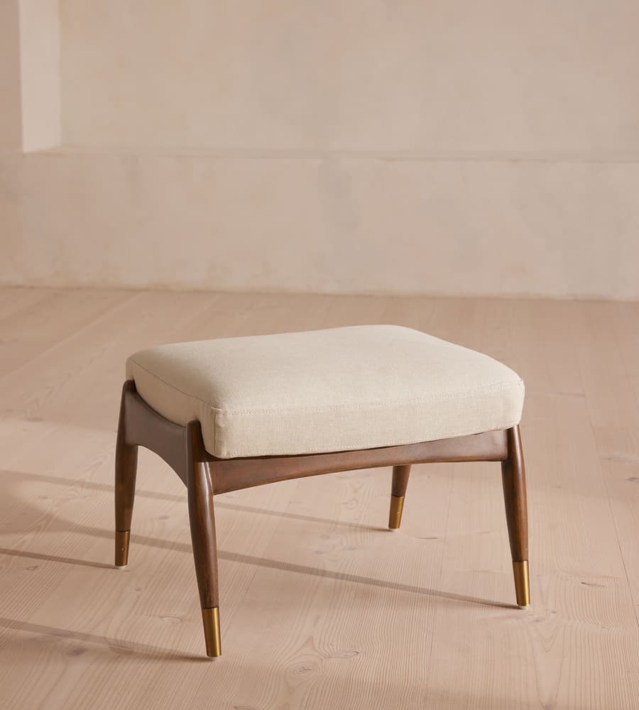 Theodore Footstool, Linen, Natural