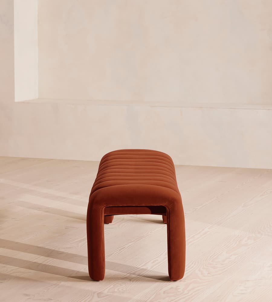 Willis Bench, Velvet, Rust