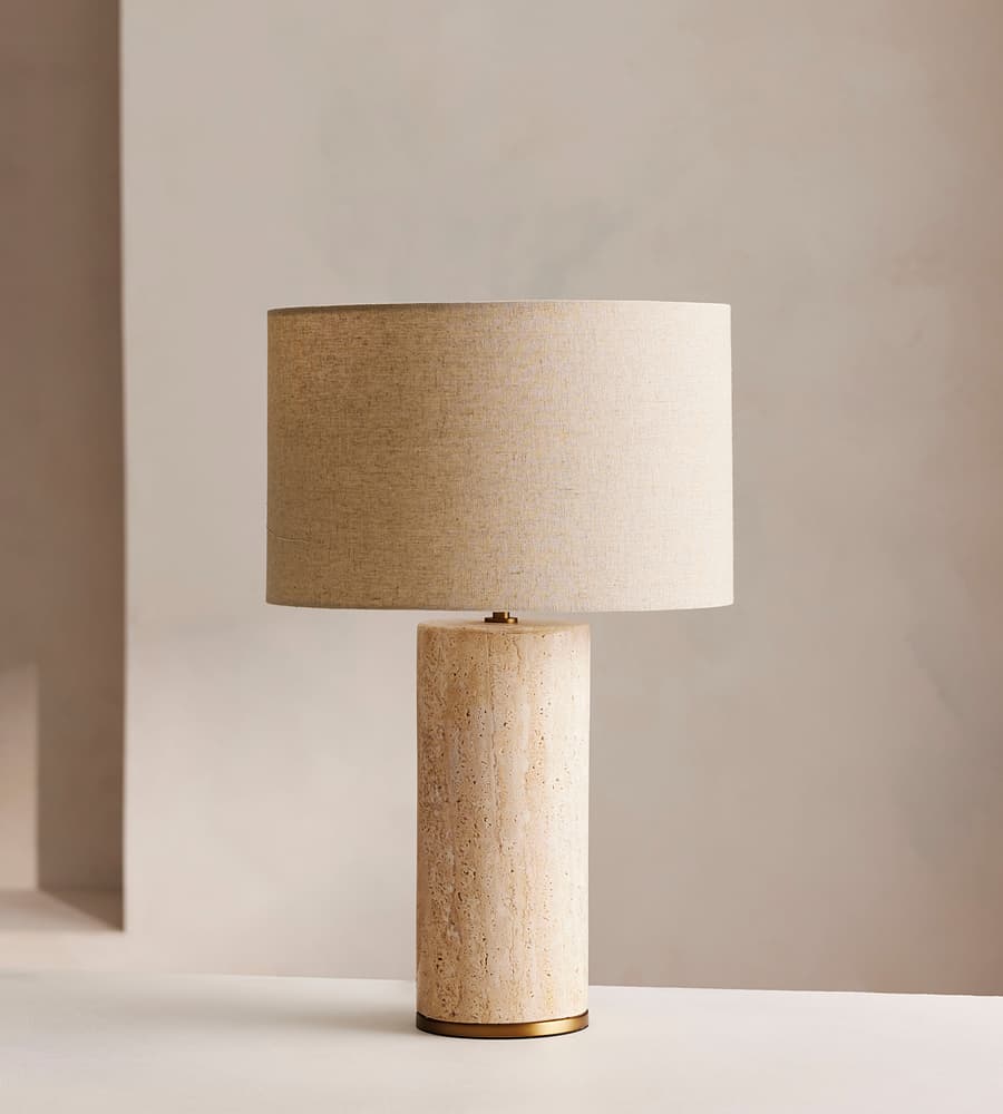 Remi Stone Table Lamp, Cream, US