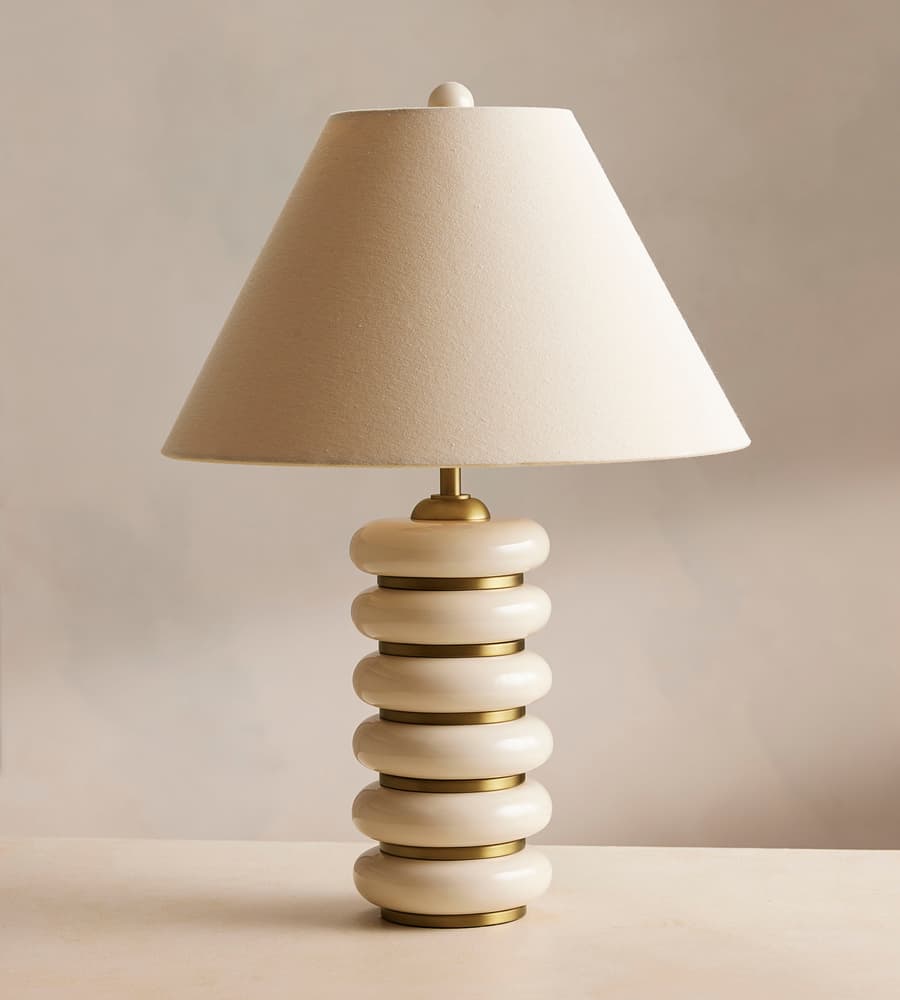 Greyson Table Lamp, High Gloss Lacquer, Cream, US