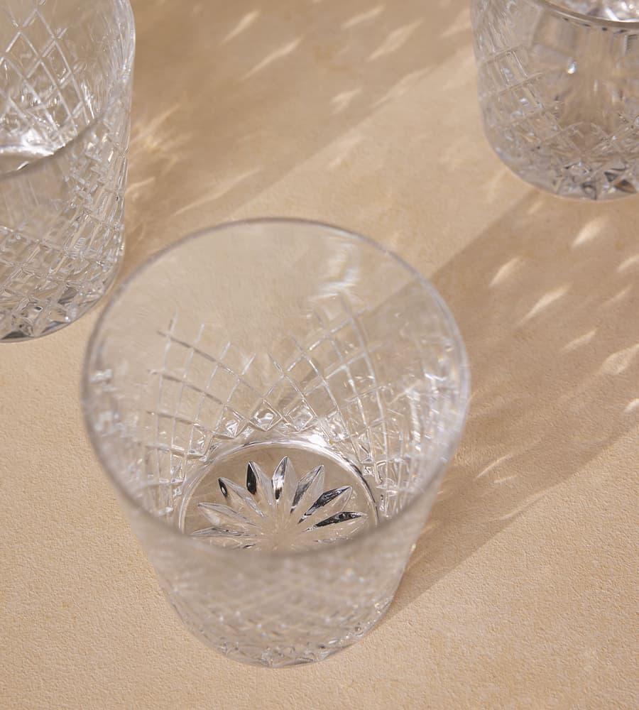 Barwell Cut Crystal Rocks Glass, Set of Four