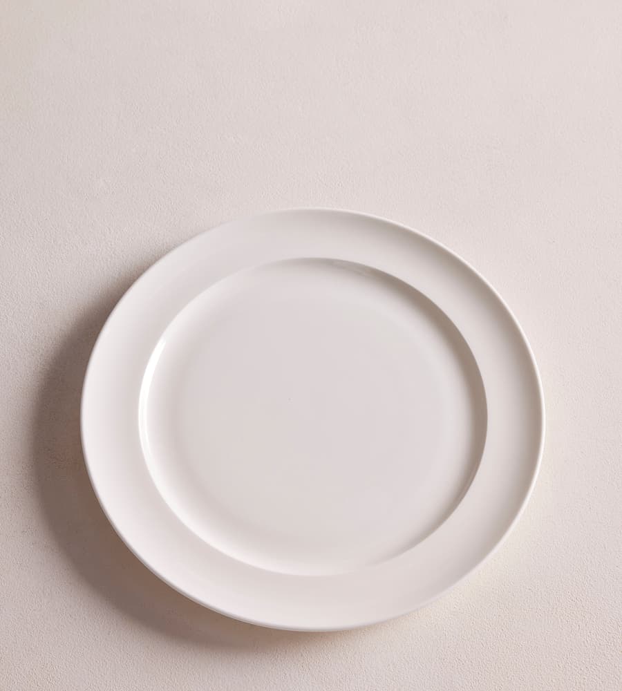 House Serving Plate, Bone China, White