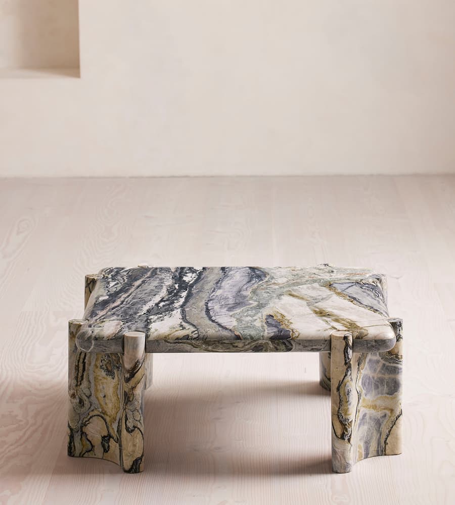 Lorella Coffee Table, Floral Jade Marble