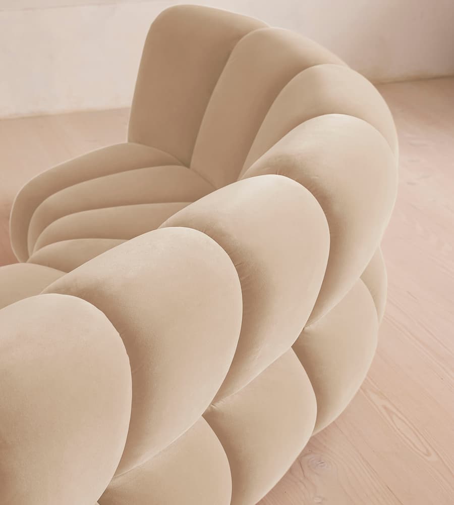 Noelle Modular Curved Sofa, Six Seater, Velvet Porcelain - Soho Home
