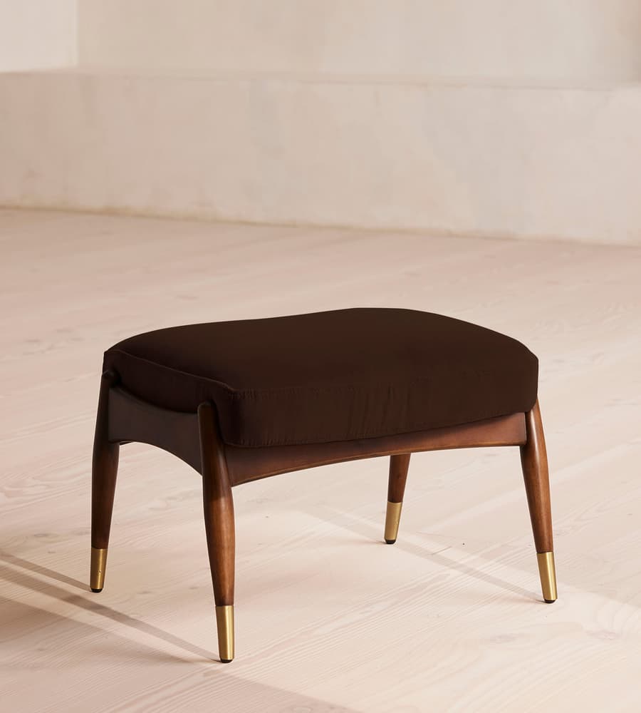 Theodore Footstool, Velvet, Chocolate Brown