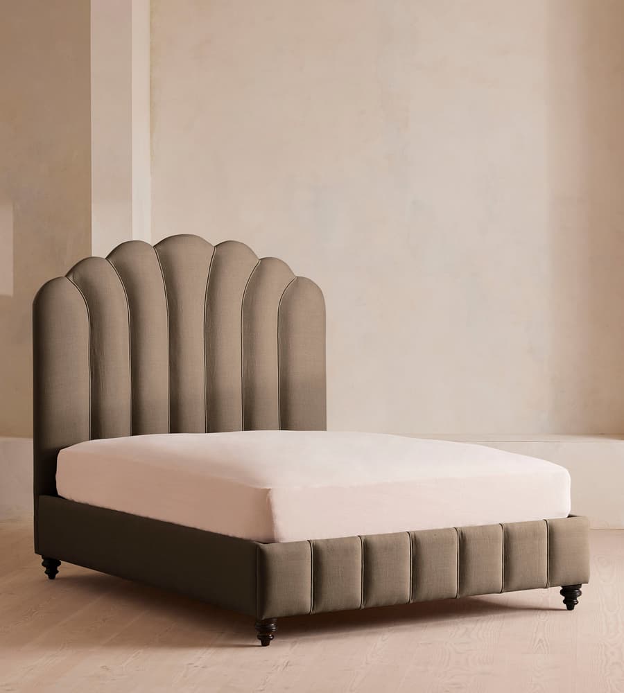 Manette Bed, Super King, Linen, Mushroom