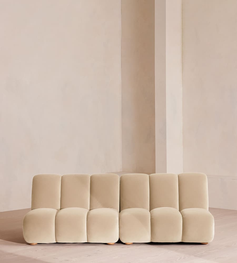 Noelle Modular Sofa, Four Seater, Velvet, Porcelain