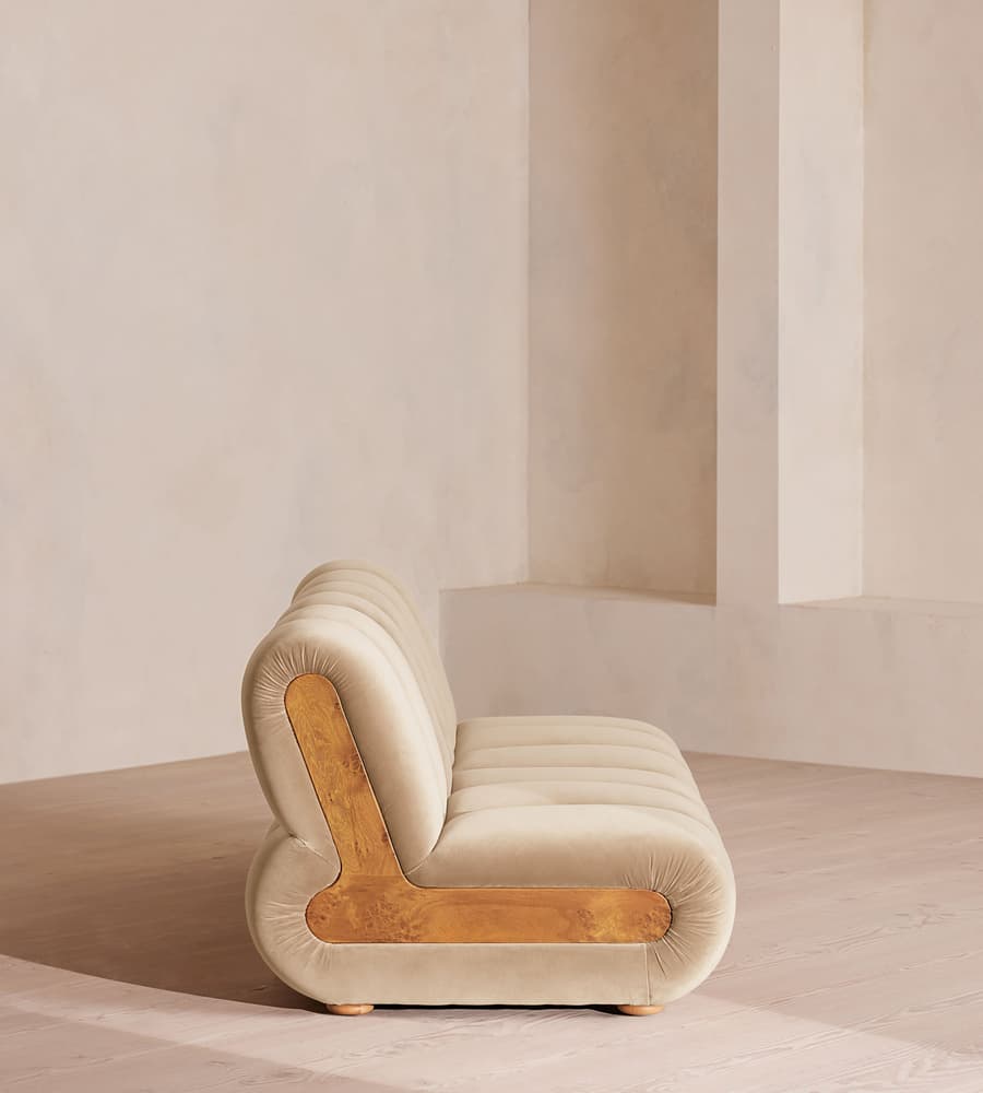 Noelle Modular Sofa, Four Seater, Velvet, Porcelain