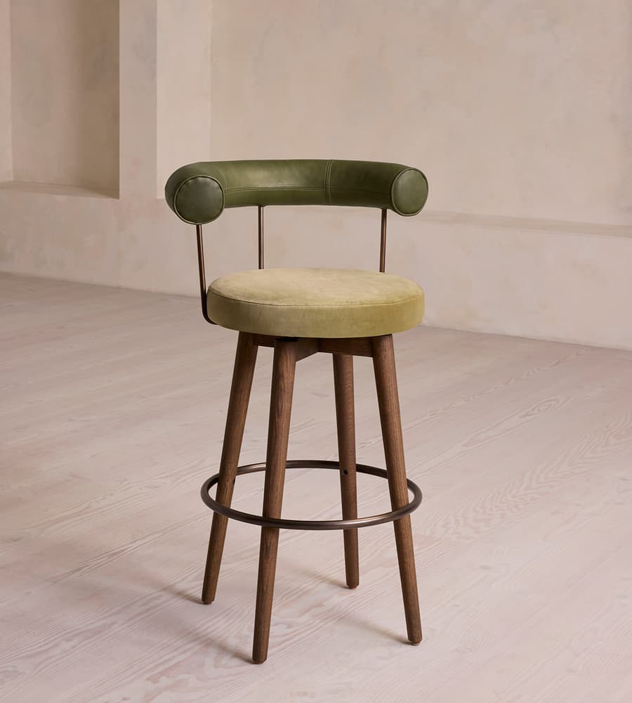 Calvert Barstool, Leather & Velvet US