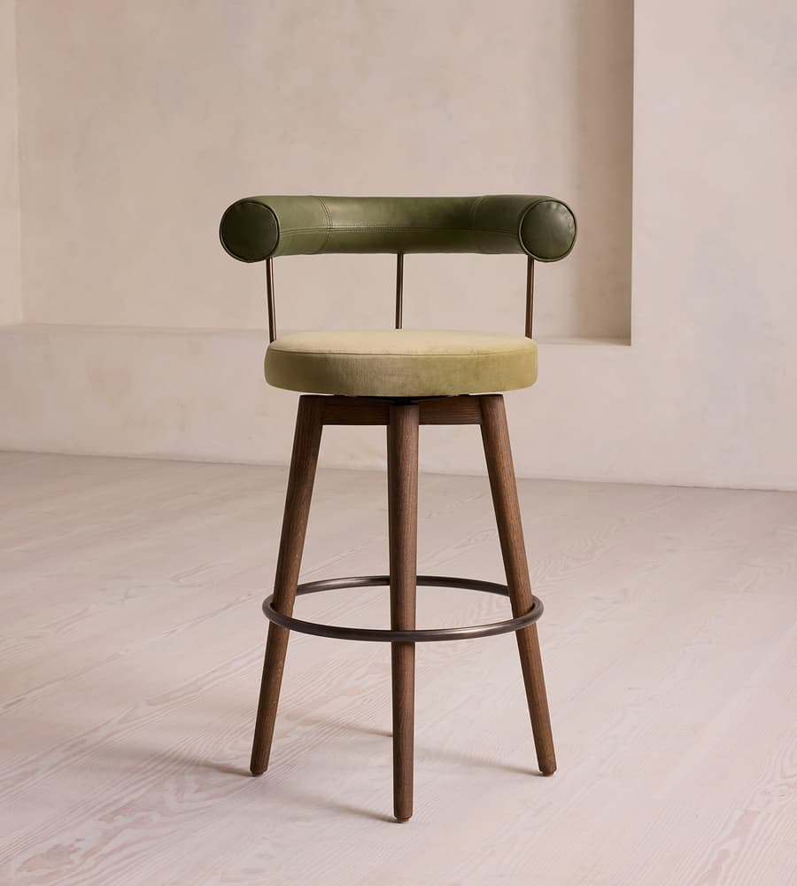 Calvert Barstool, Leather & Velvet US