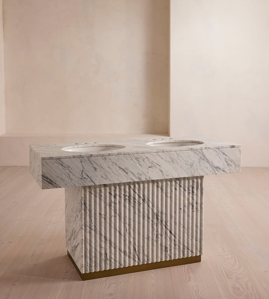 Stellios Double Vanity, Arabescato Marble