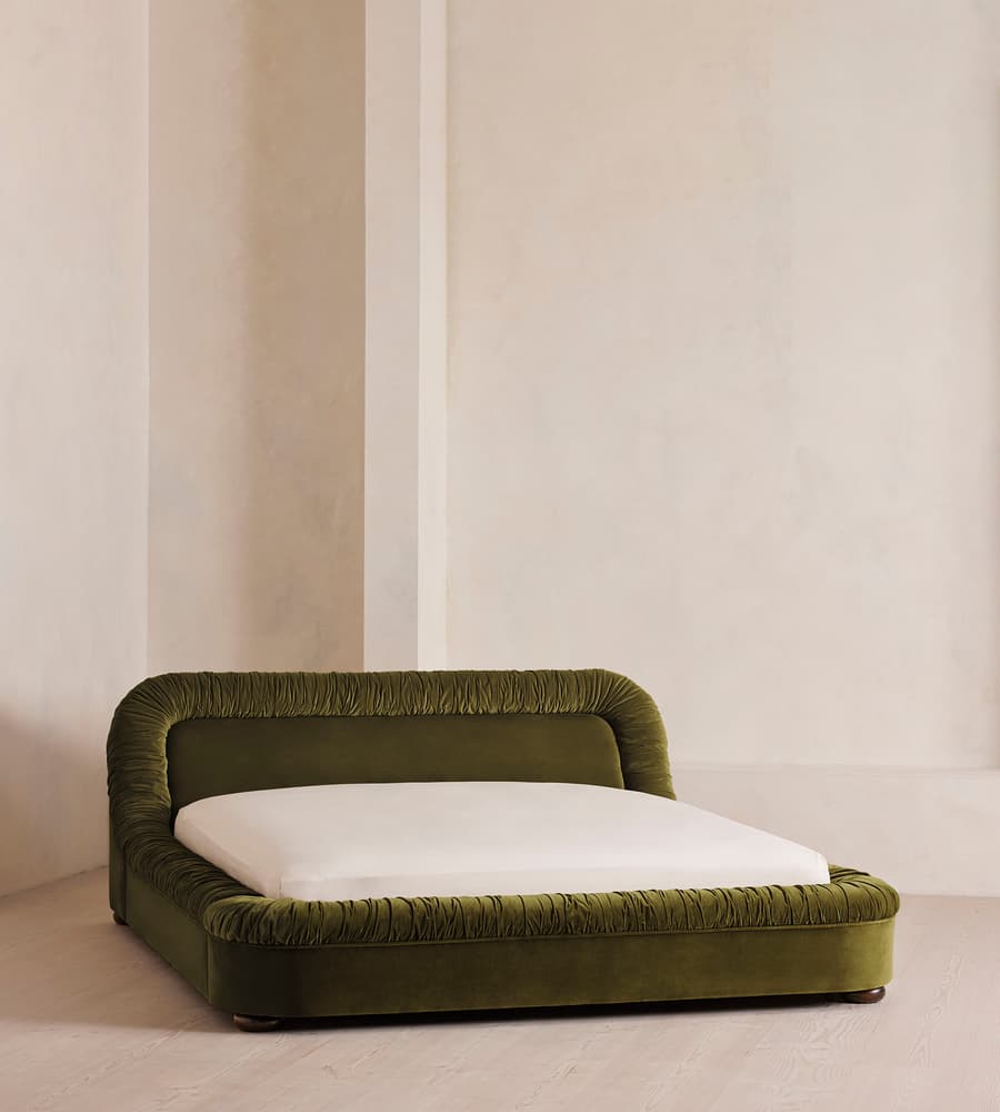 Vara Bed, California King, Velvet, Olive, US