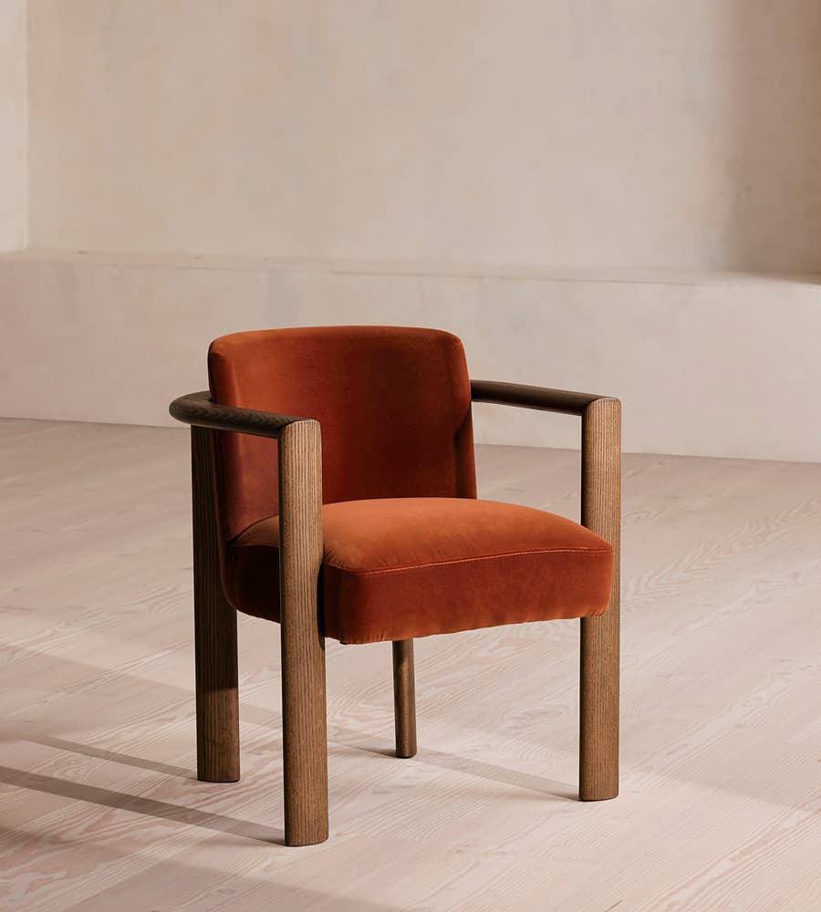 Aria Dining Chair, Velvet, Rust