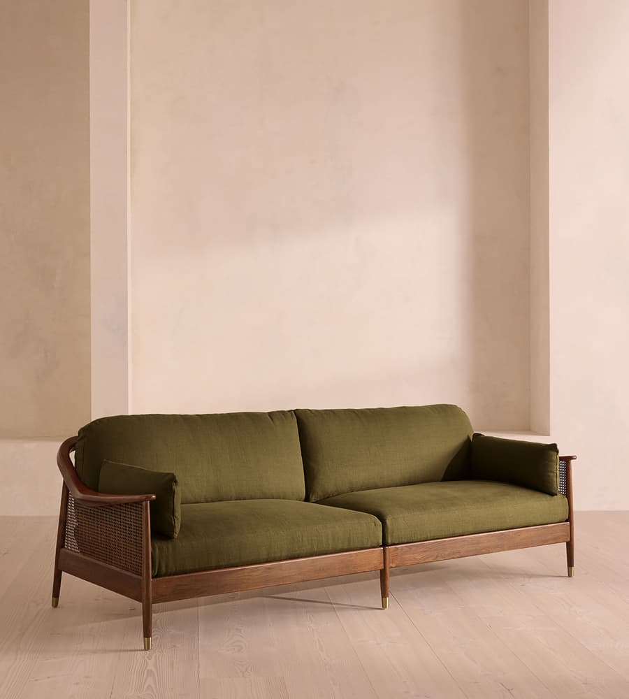 Atlanta Four Seater Sofa, Linen, Olive