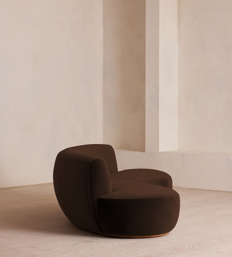 Aline Serpentine Modular Sofa, Three Seater, Chocolate Velvet, UK