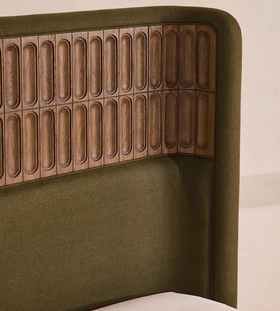 Devon Bed, Queen, Linen, Olive, US