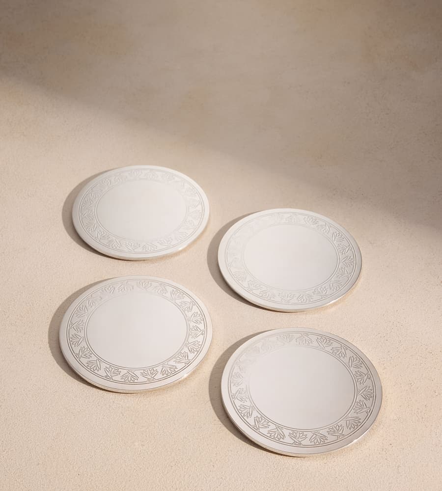 Rochester Engraved Silver Coasters, Set of Four