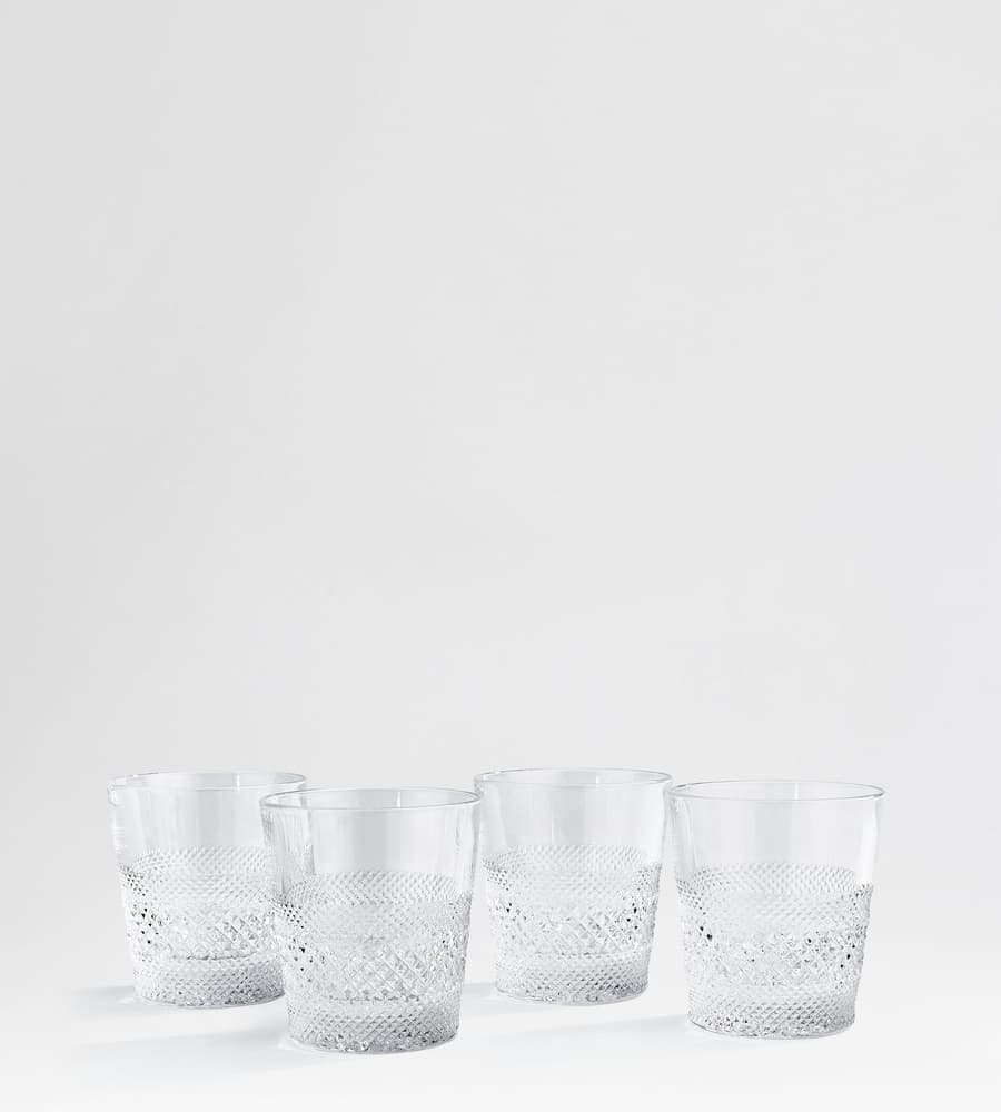 Huxley Cut Crystal Rocks Glass, Set of Four
