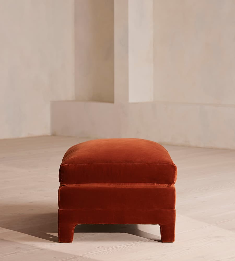 Ashford Ottoman, Velvet, Rust, US