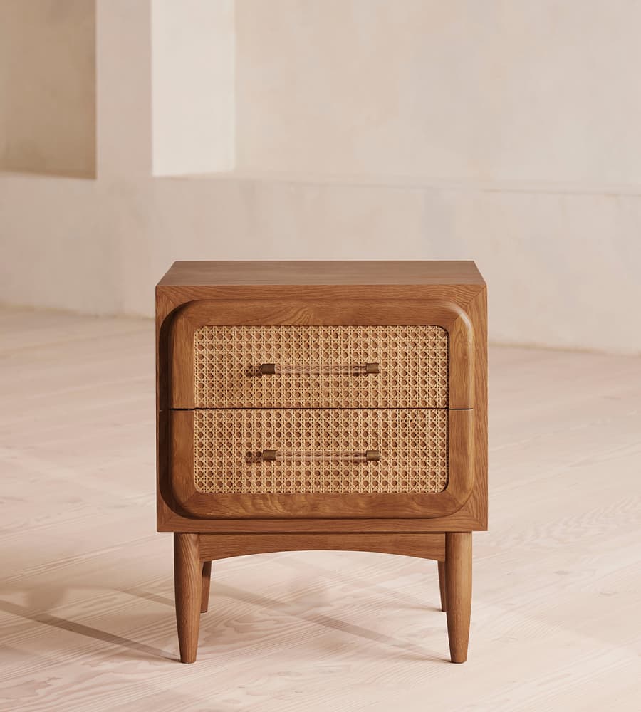 Oscar Cane & Oak Bedside Table