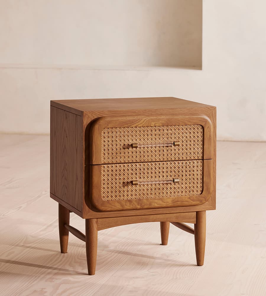 Oscar Cane & Oak Bedside Table