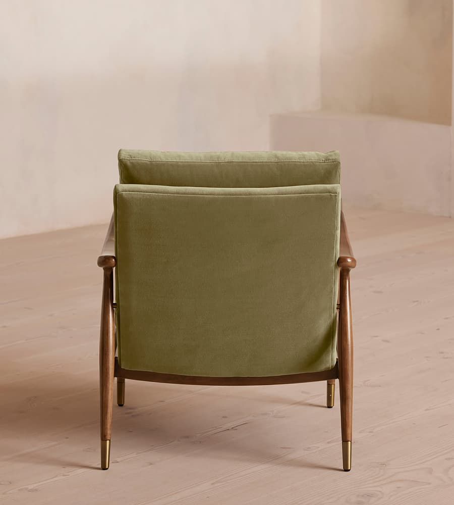 Theodore Armchair, Velvet, Lichen