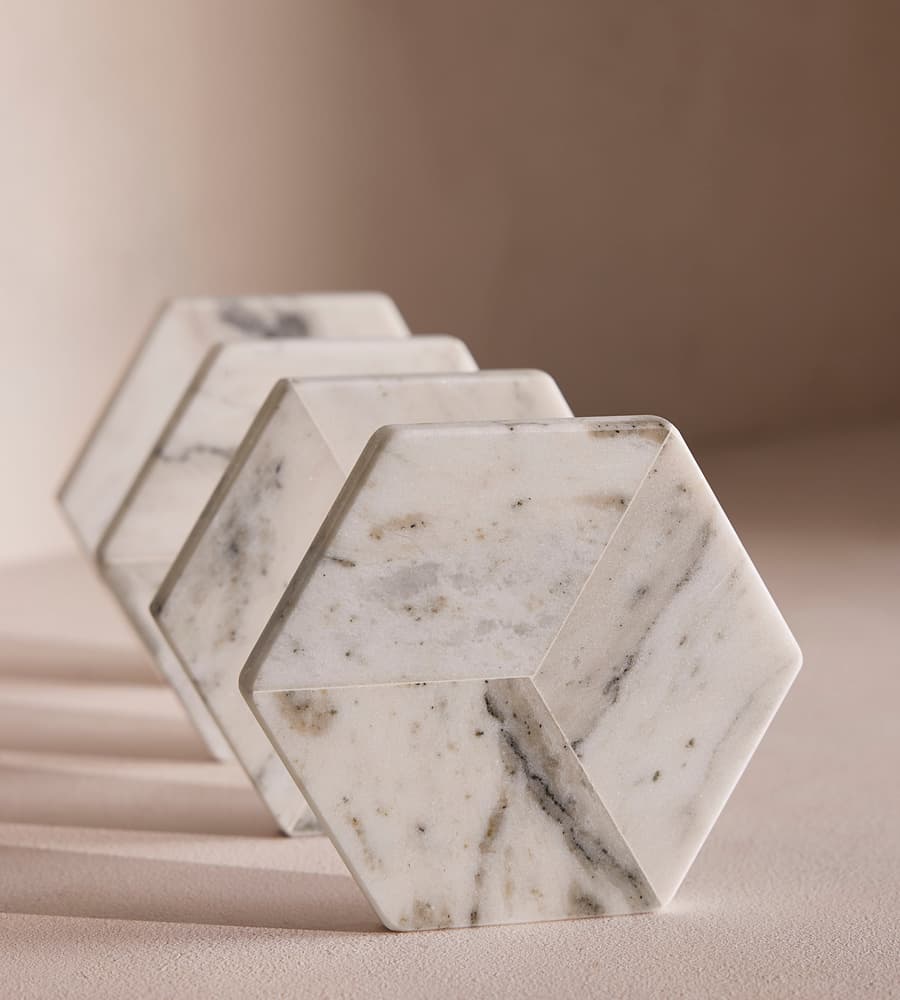 Clyde Marble Coasters, White, Set of Four