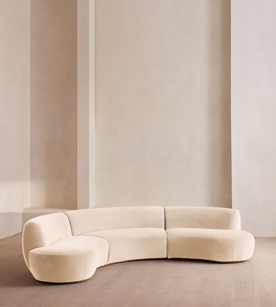 Aline Serpentine Modular Sofa, Four Seater, Porcelain Velvet, UK