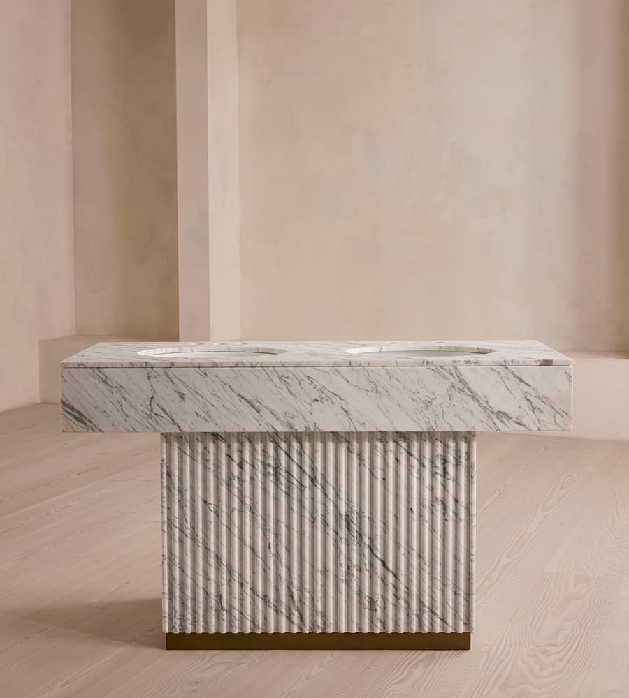 Stellios Double Vanity, Arabescato Marble