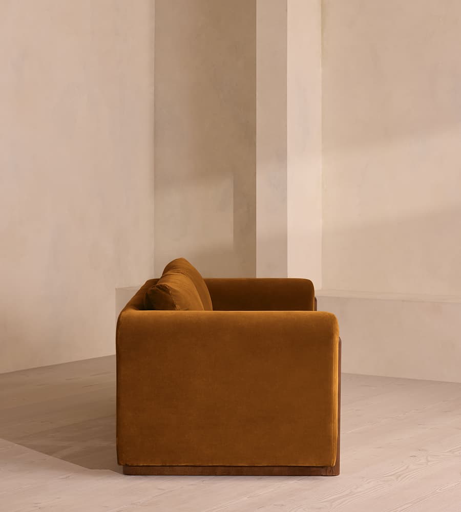 Faarell Three Seater Sofa, Velvet, Mustard, US