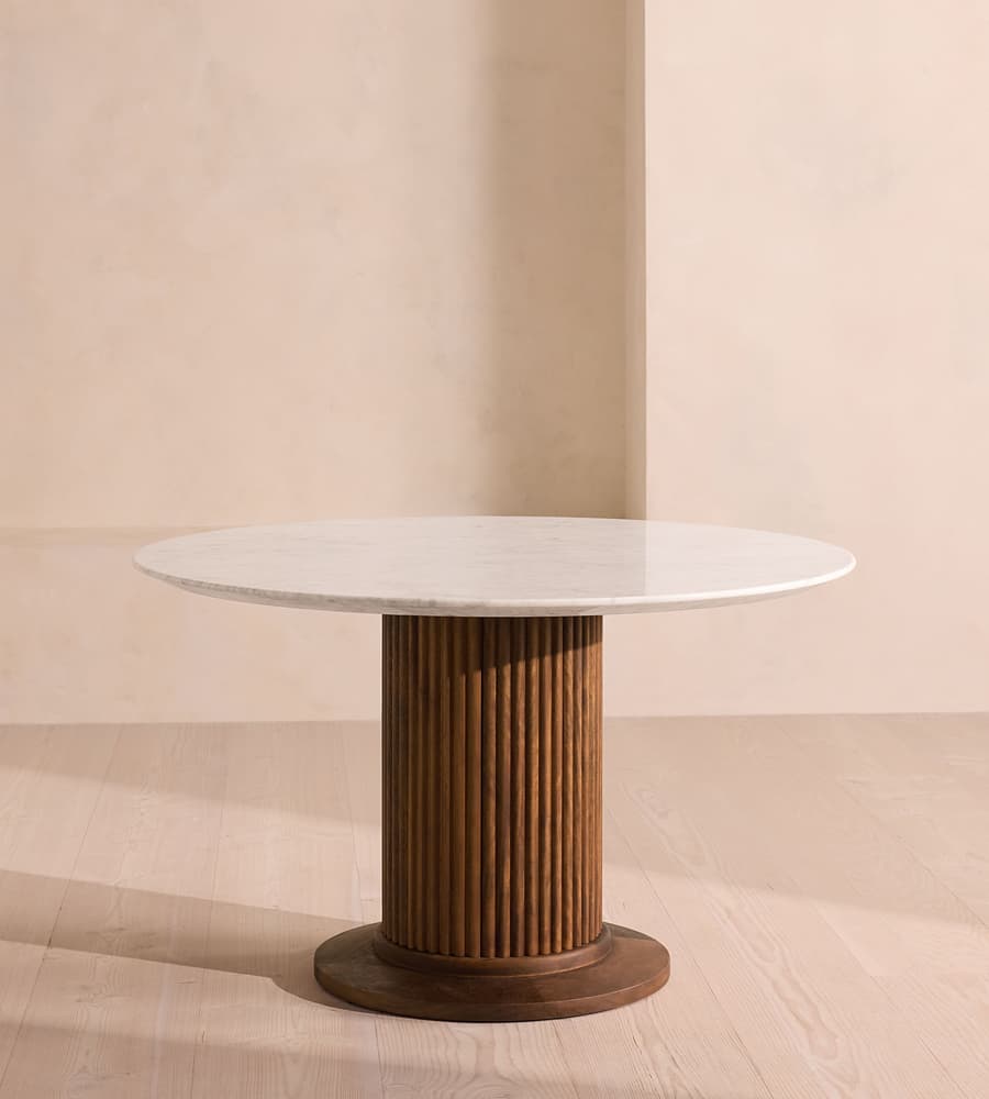 Murcell Outdoor Round Dining Table, Carrara