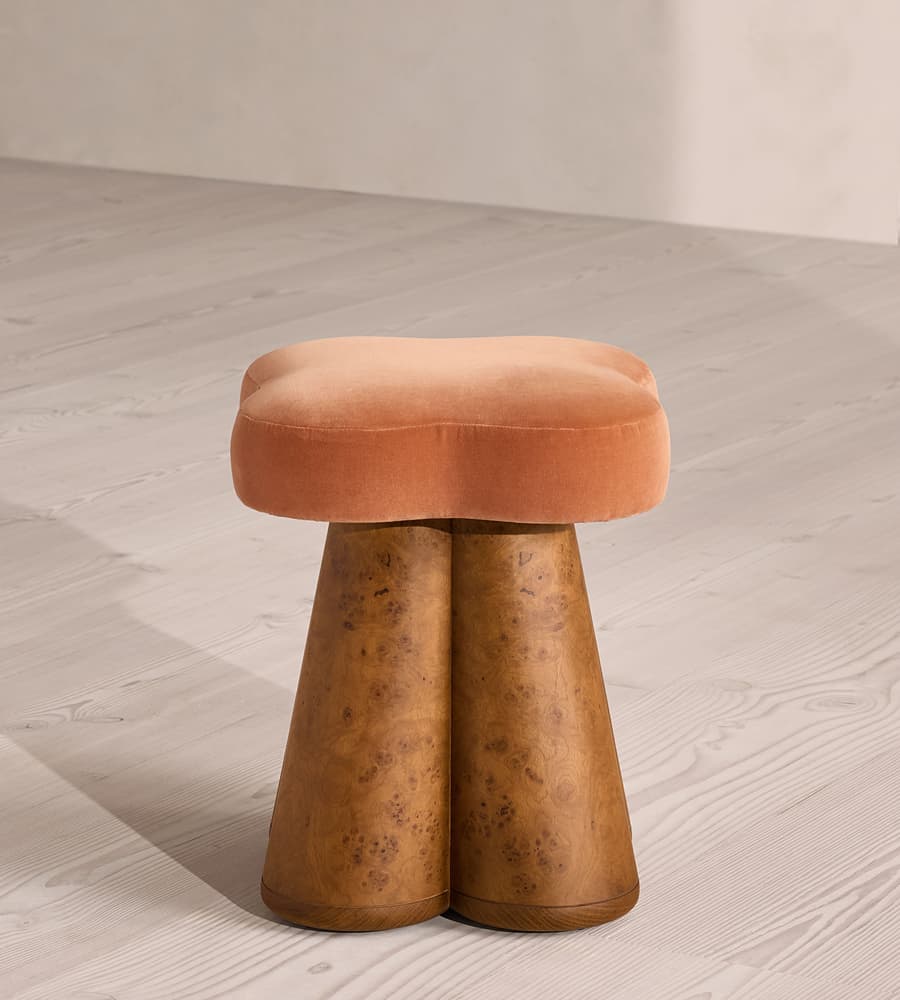 Albany Footstool, Velvet, Antique Rose, US