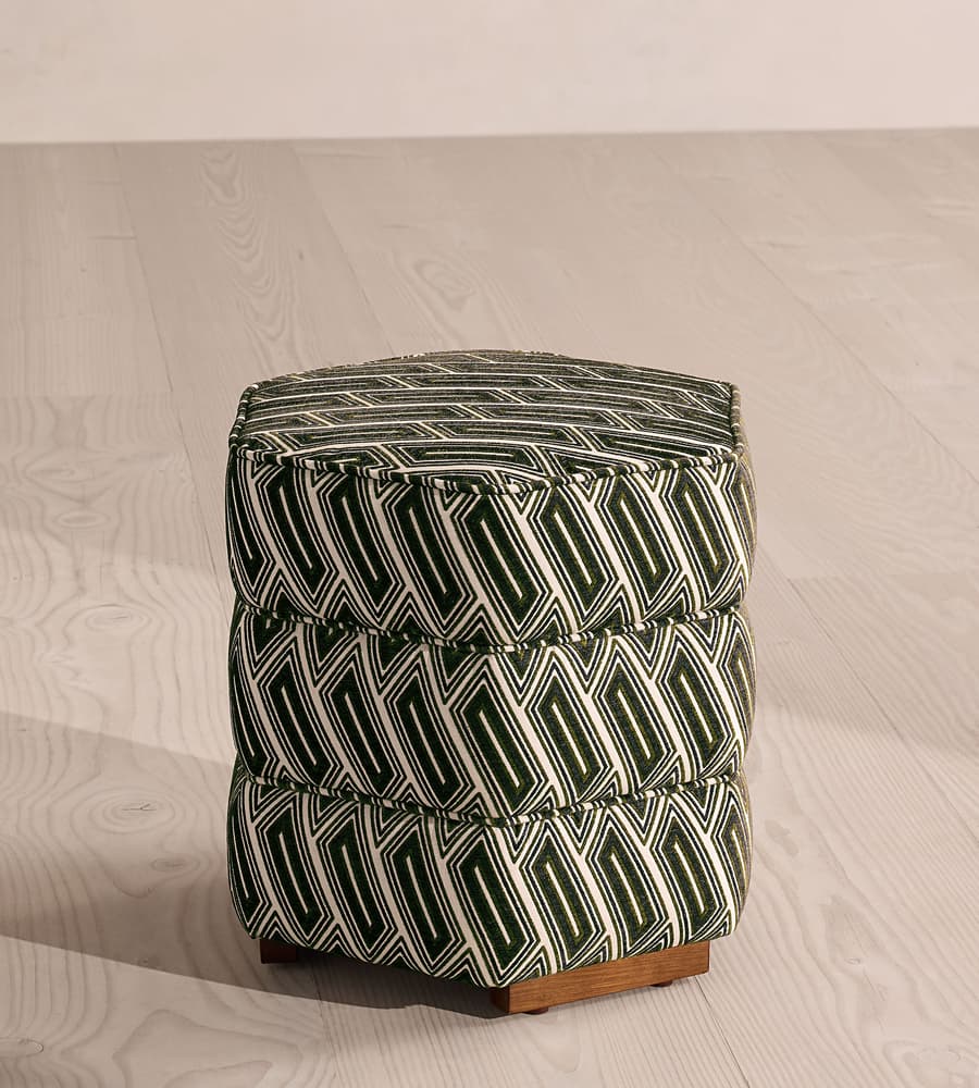Lyla Footstool, Vende Jacquard, Olive, US