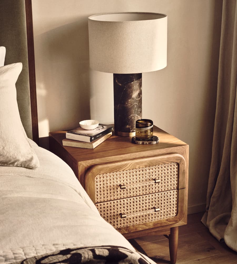 Oscar Cane & Oak Bedside Table