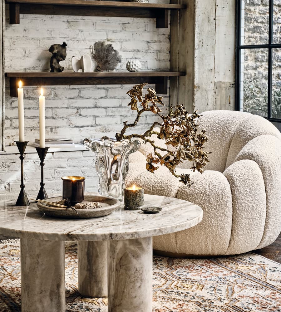 Tisbury Coffee Table, Terra Bianca Marble - Soho Home