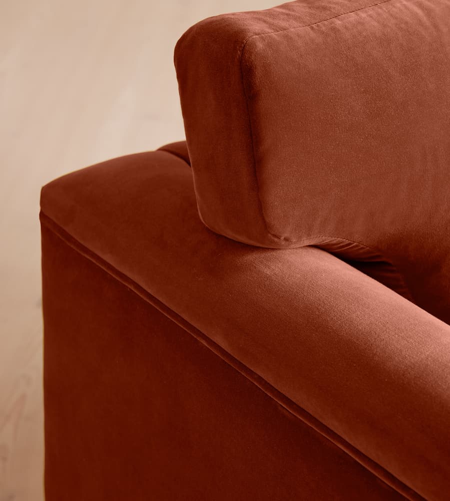 Reya Loveseat, Velvet, Rust, US