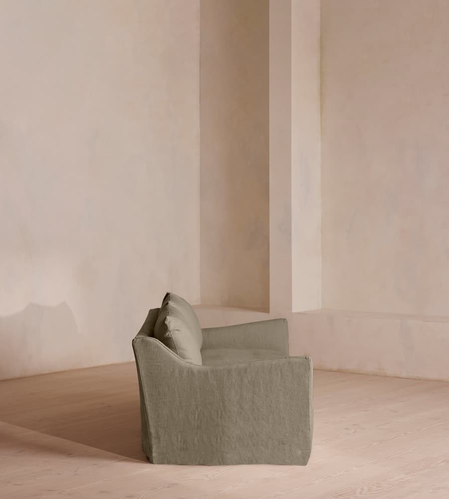 Roma Three Seater Sofa, Linen, Sage, US