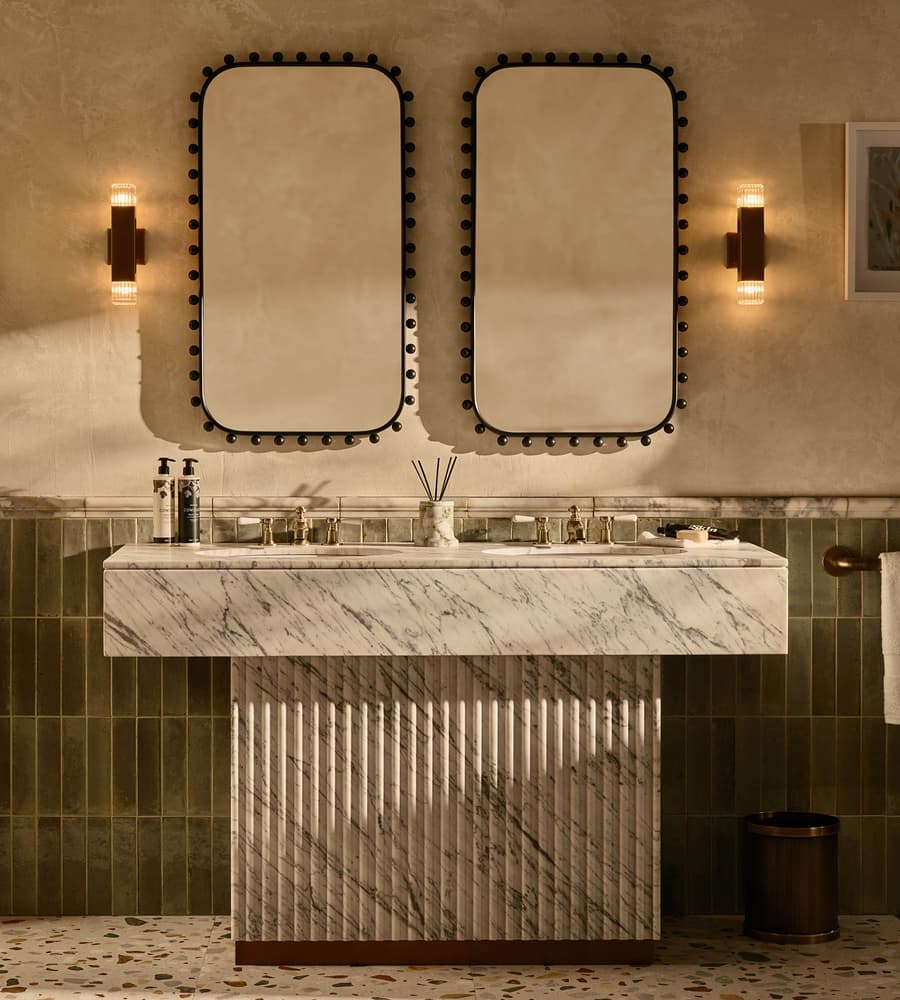 Stellios Double Vanity, Arabescato Marble