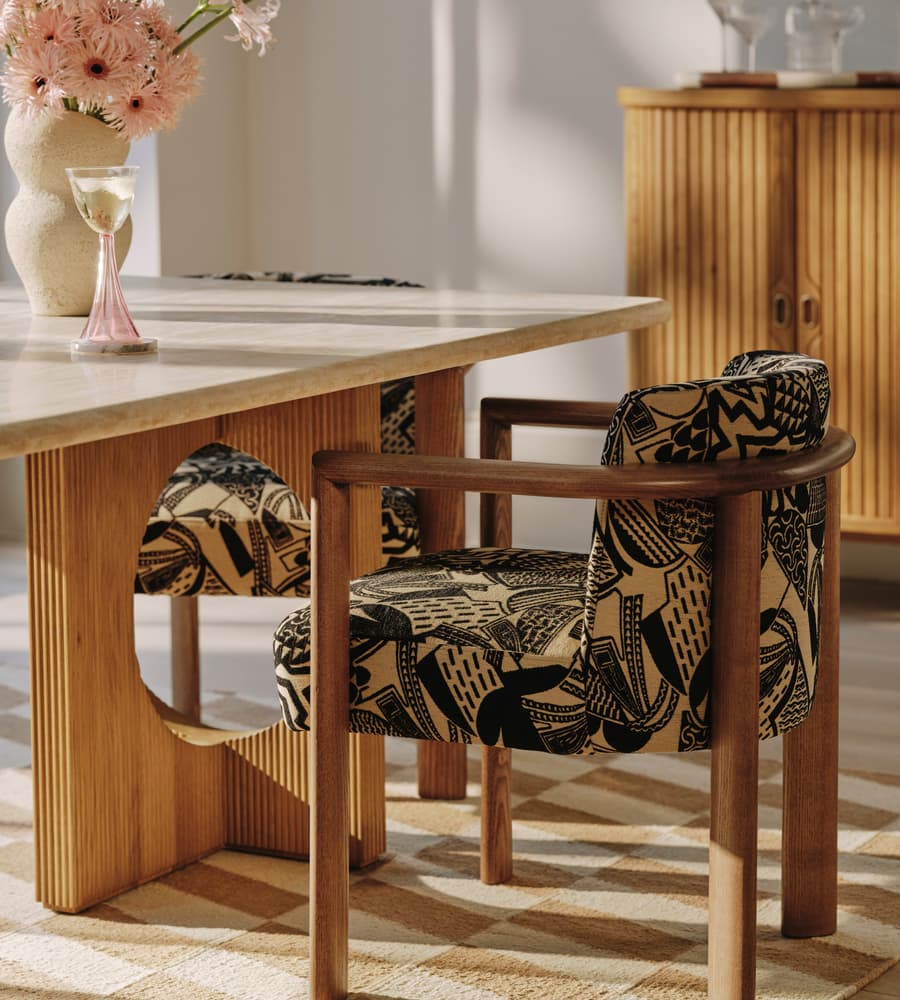 Elliot Dining Table, Travertine
