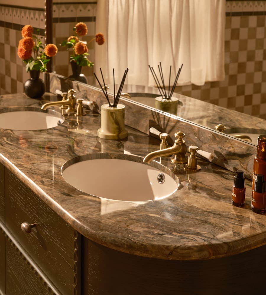 Pietro Double Vanity With Mirror, Brazilian Quartzite
