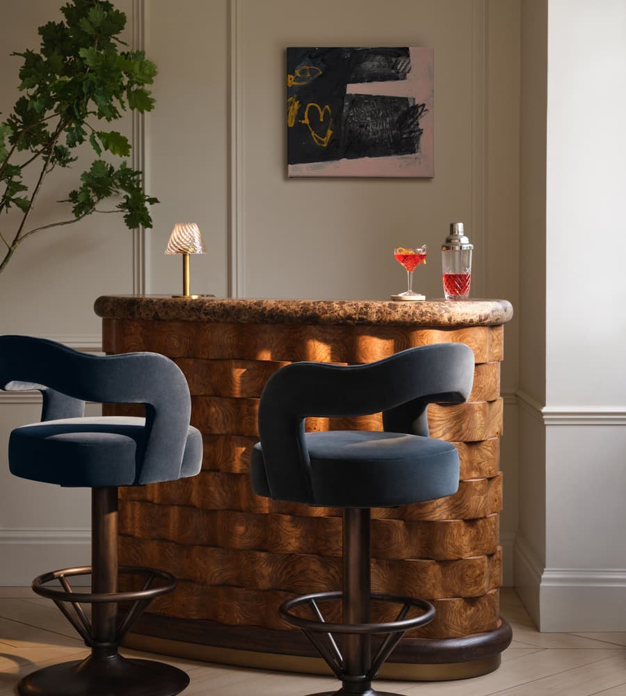 Rory Barstool, Velvet, Grey Blue