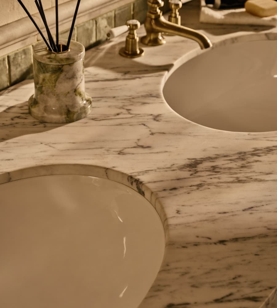 Stellios Double Vanity, Arabescato Marble