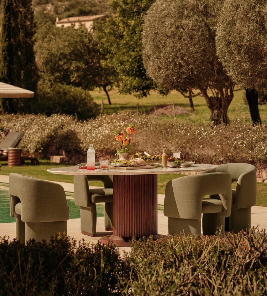 Murcell Outdoor Oval Dining Table, Carrara